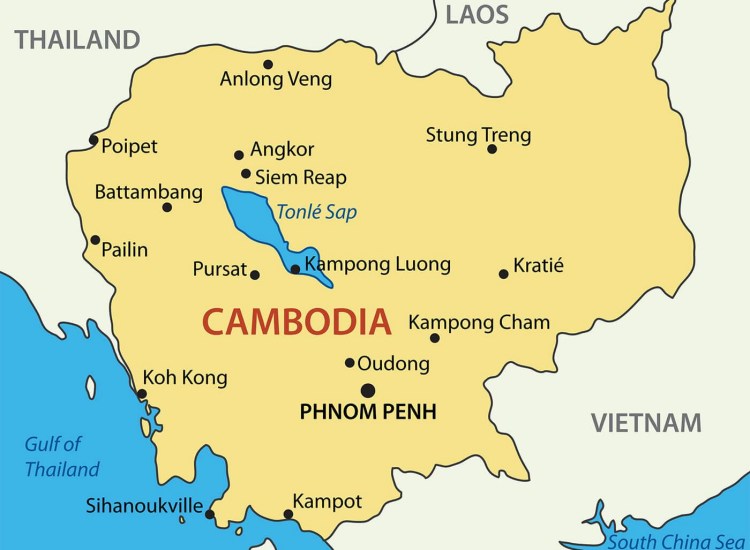 Bản đồ Campuchia (Cam-pu-chia) khổ lớn phóng to 2025