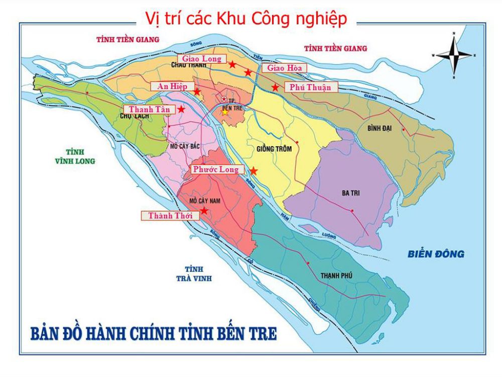 Bản đồ du lịch Bến Tre khổ lớn phóng to chi tiết nhất