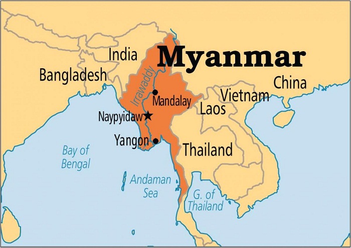 Bản đồ đất nước Myanmar khổ lớn, Phóng to 2025
