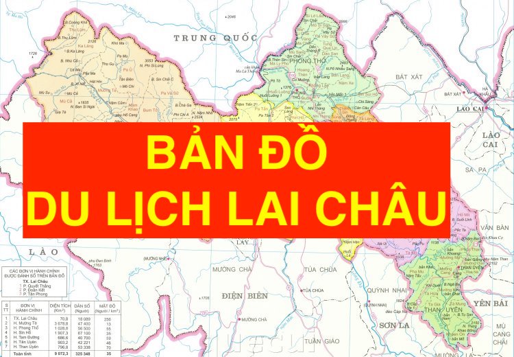 Bản đồ hành chính tỉnh Lai Châu khổ lớn, phóng to 2025